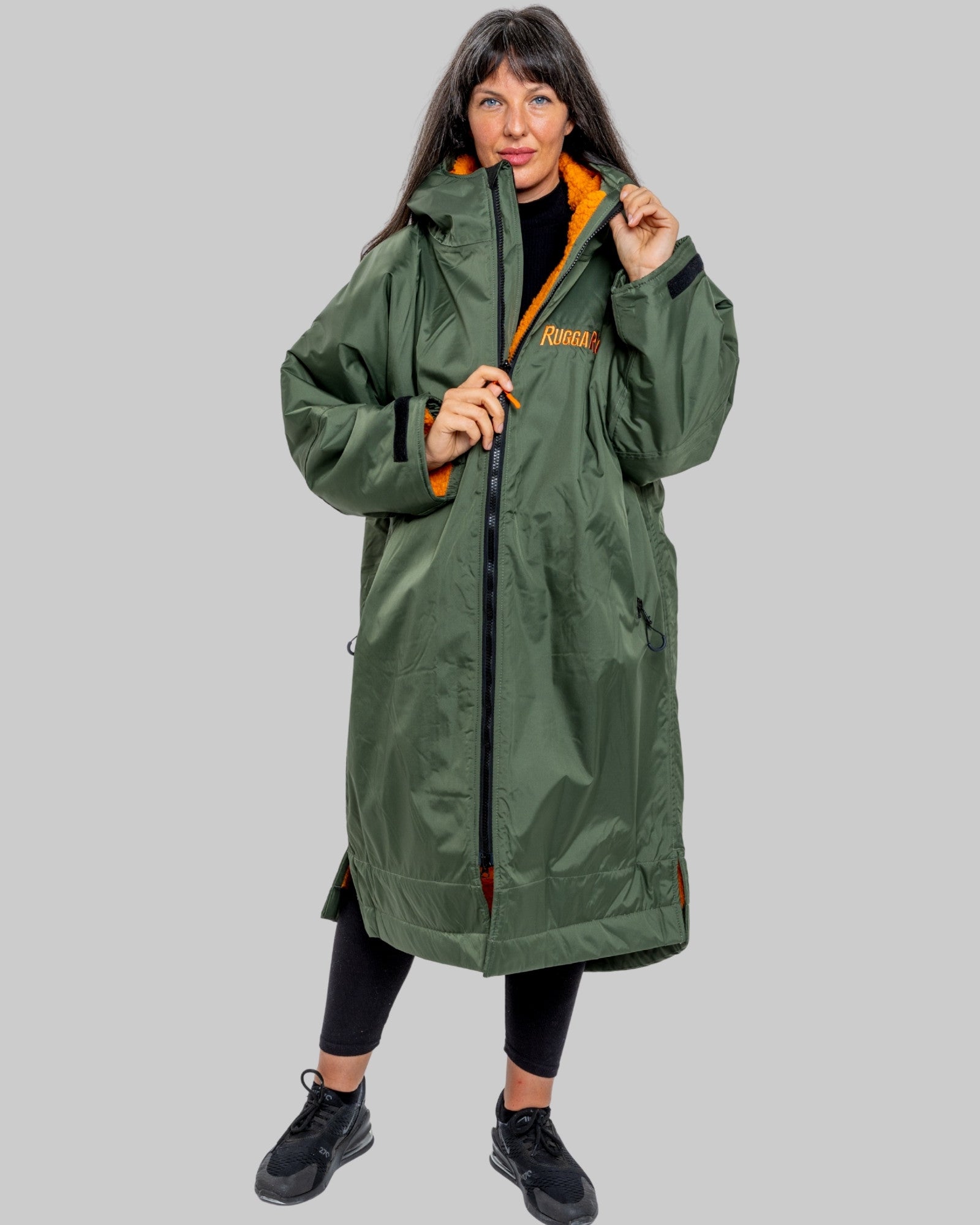 RuggaRobe Change Robe - Green with Orange Fleece