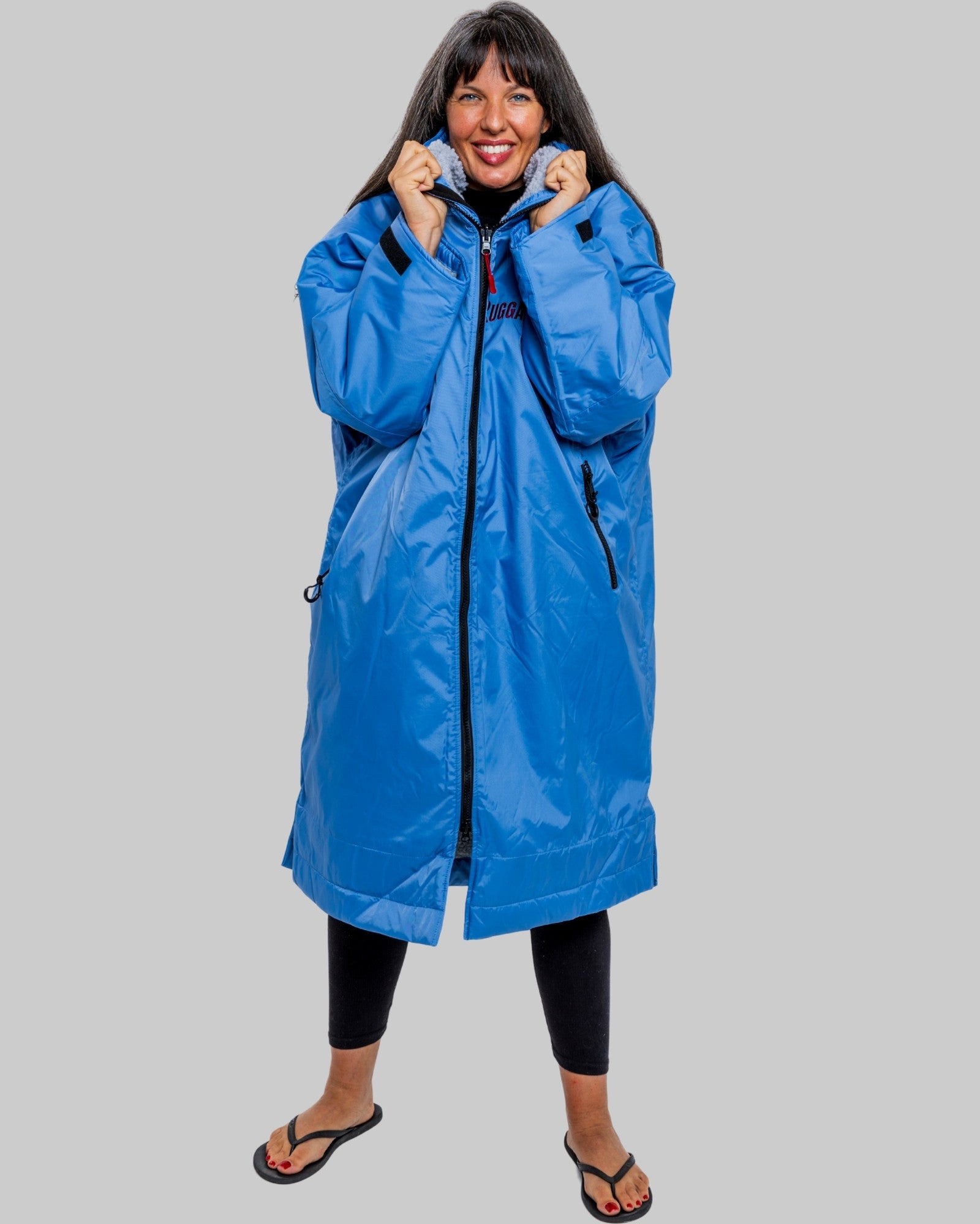 RuggaRobe Change Robe - Pale Blue with Grey Fleece
